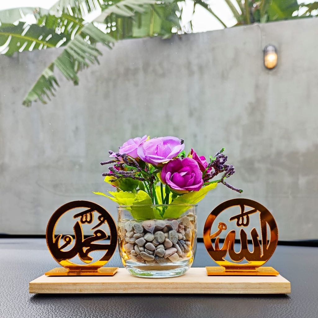 MAWAR Allah Muhammad Gold Dashboard Decoration Diameter 5cm Thick 4cm ...