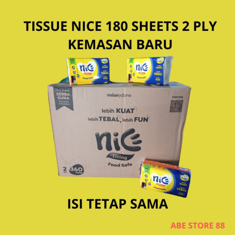 Nice TISSUE 180 SHEETS 2 PLY Price 1 Box (Content 60pcs) | Shopee Malaysia