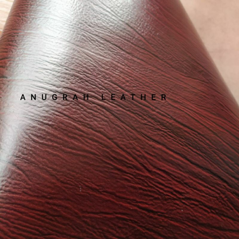 KAYU Genuine Cow Leather Maroon Wood Pattern Embossed Sheet | Shopee ...