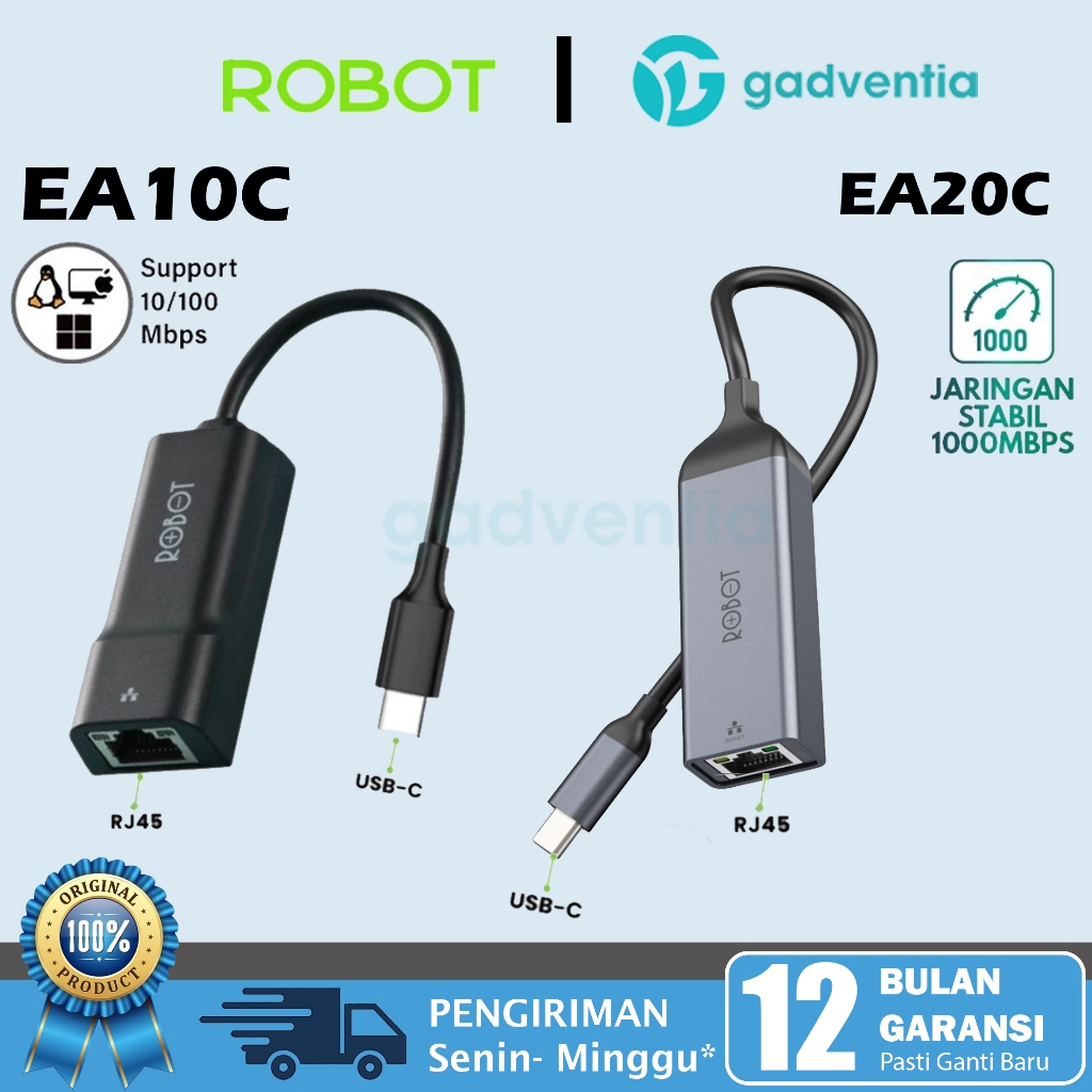 Robot Type C Ethernet Adapter EA10C 100Mbps/ EA20C 1000Mbps Cable ...