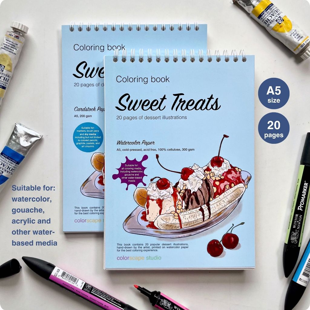 Colorscape Watercolor & Mixed Media Coloring Book - Sweet Treats ...
