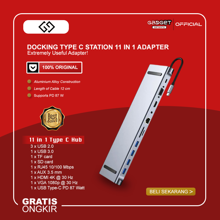 Gg Dock Type C Station 11 in 1 Multiport Adapter Slim Aluminum | Shopee ...