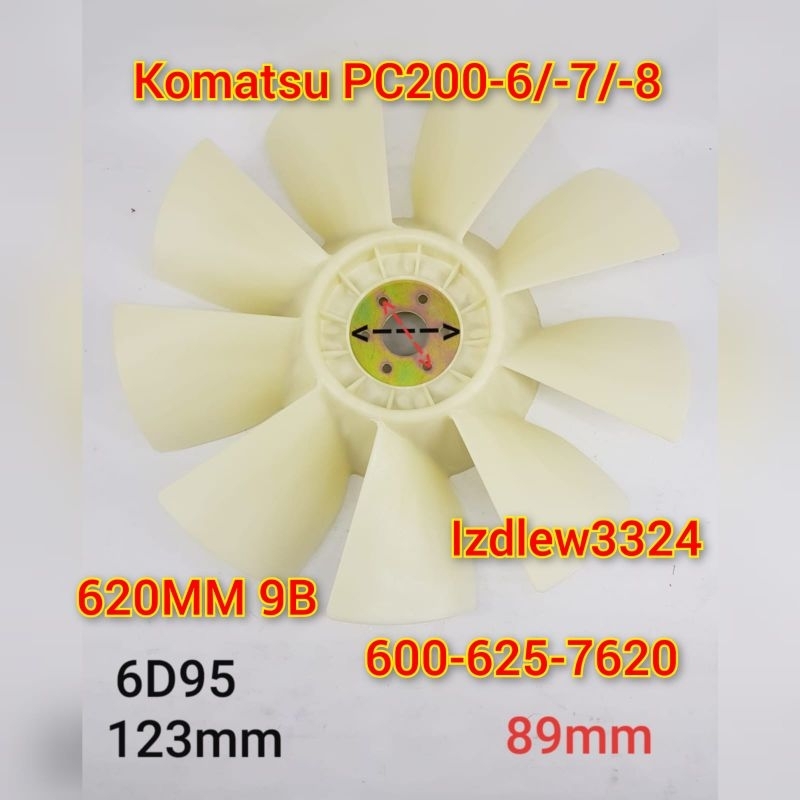 Fan blade radiator fan komatsu pc200 pc200-6 pc200-7 pc200-8 9leaf 600 ...
