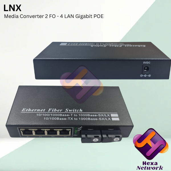 Media Converter 2 SC 4 LAN Gigabit PoE | Ethernet Fiber Switch 2 Port FO 4 Port LAN Gigabit POE ...