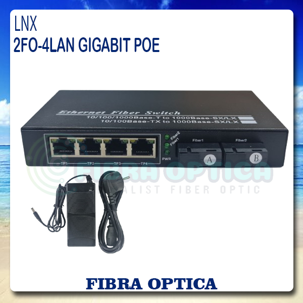 Media Converter 2 SC 4 LAN Gigabit PoE | Ethernet Fiber Switch 2 Port FO 4 Port LAN Gigabit PoE ...