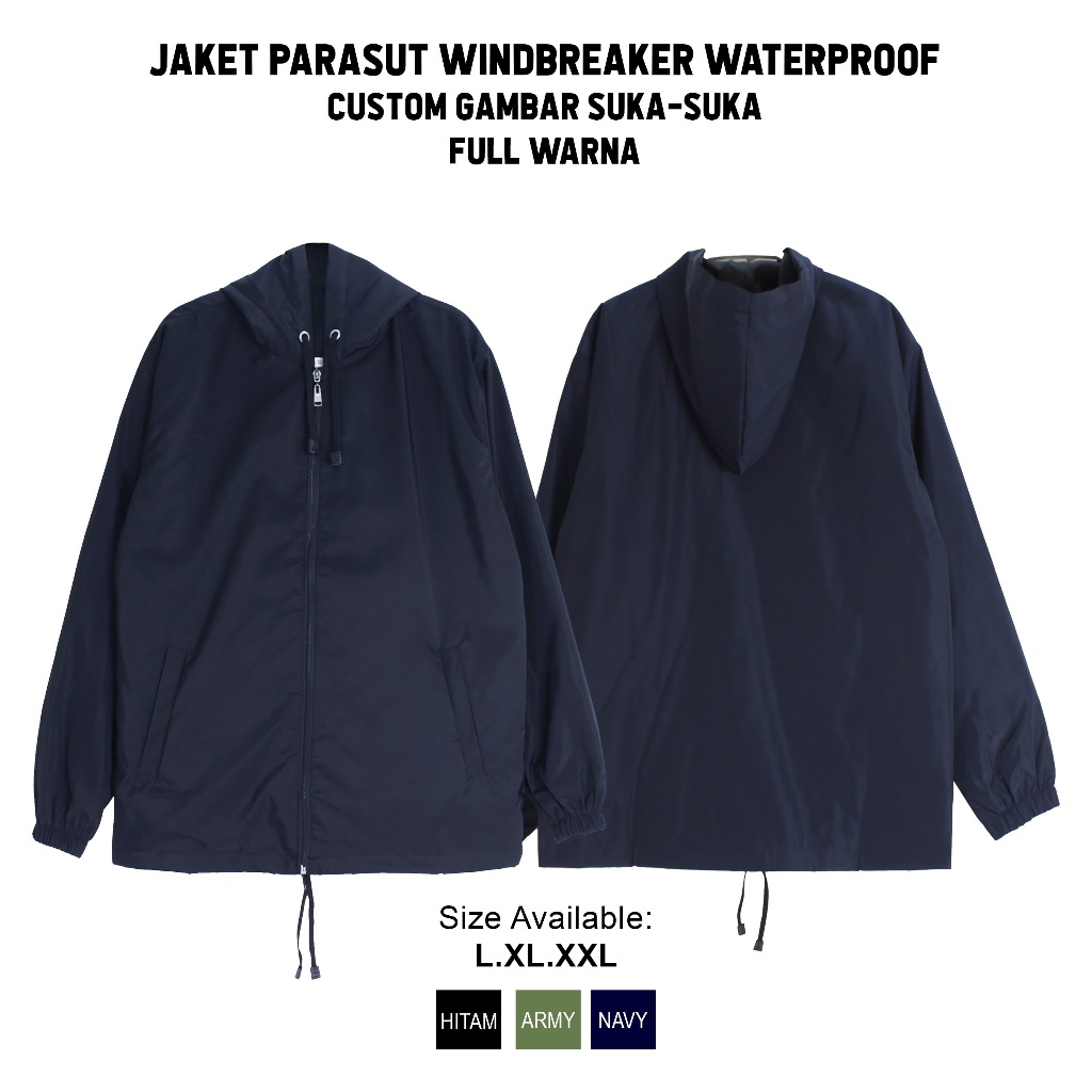 Windbreaker Parachute Jacket Waterproof Screen Printing custom Unit ...