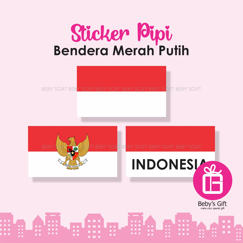 PUTIH MERAH Indonesian Red and White Flag Cheek Sticker Garuda Sticker ...