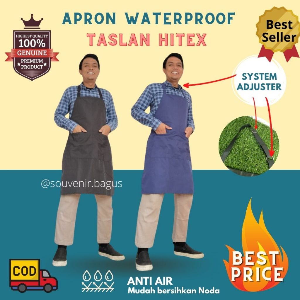 HITAM Apron waterproof waterproof taslan hitex Black navy Wear adjuster ...