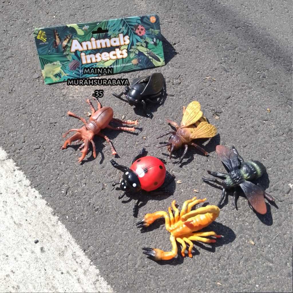 Children's Toys Miniature Animals Insects Rubber 6 Psc 714K 4 ...