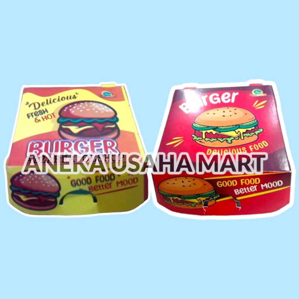 BURGER PAPER 50 PCS 10x10x8 CM/ BURGER BOX / BURGER WRAP / BURGER DUS ...