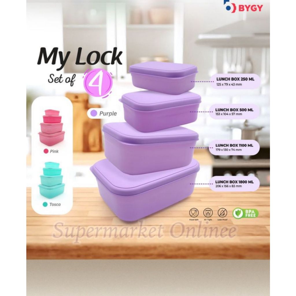Mylock Multipurpose Box Jar Set 4pcs/Lunch Box Set Of 4/thick Picnic ...
