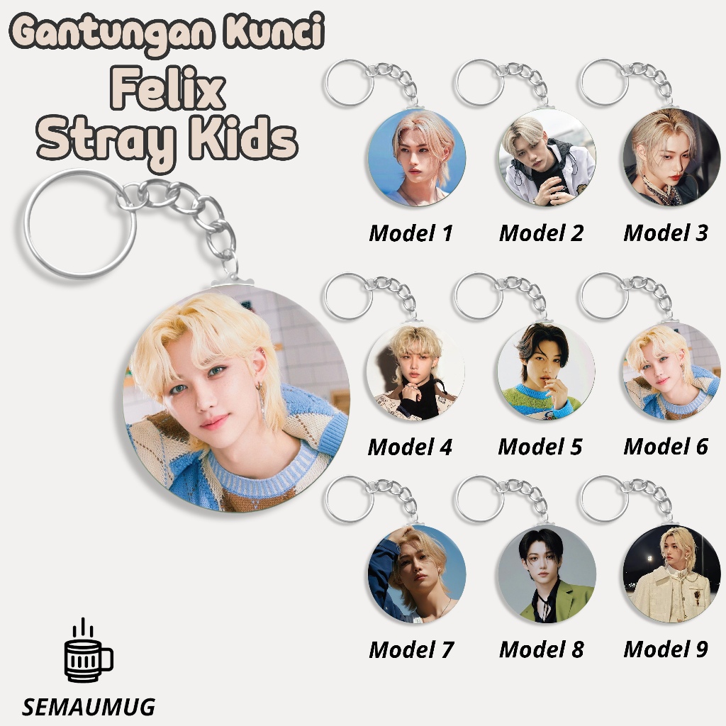 GANTUNGAN Felix STRAY KIDS Keychain KPOP Round GANCI Gift Cute PRINT ...