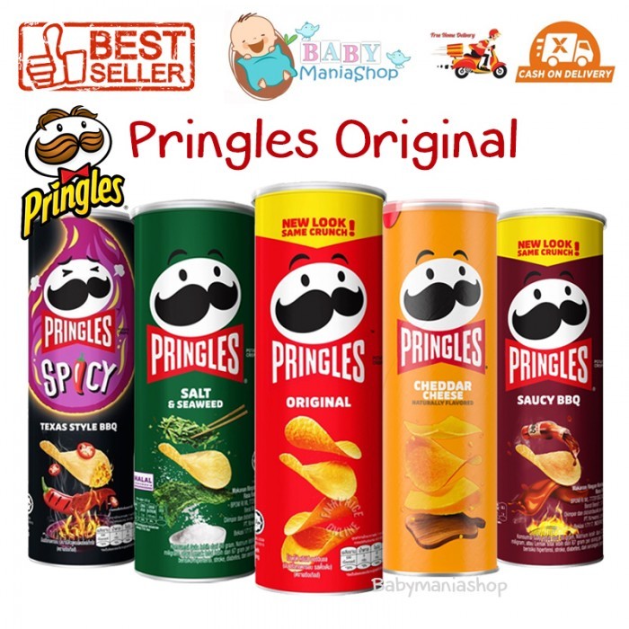 Pringles Potato Chips 102gr Original Salt Seaweed Cheesy Cheese Sour ...