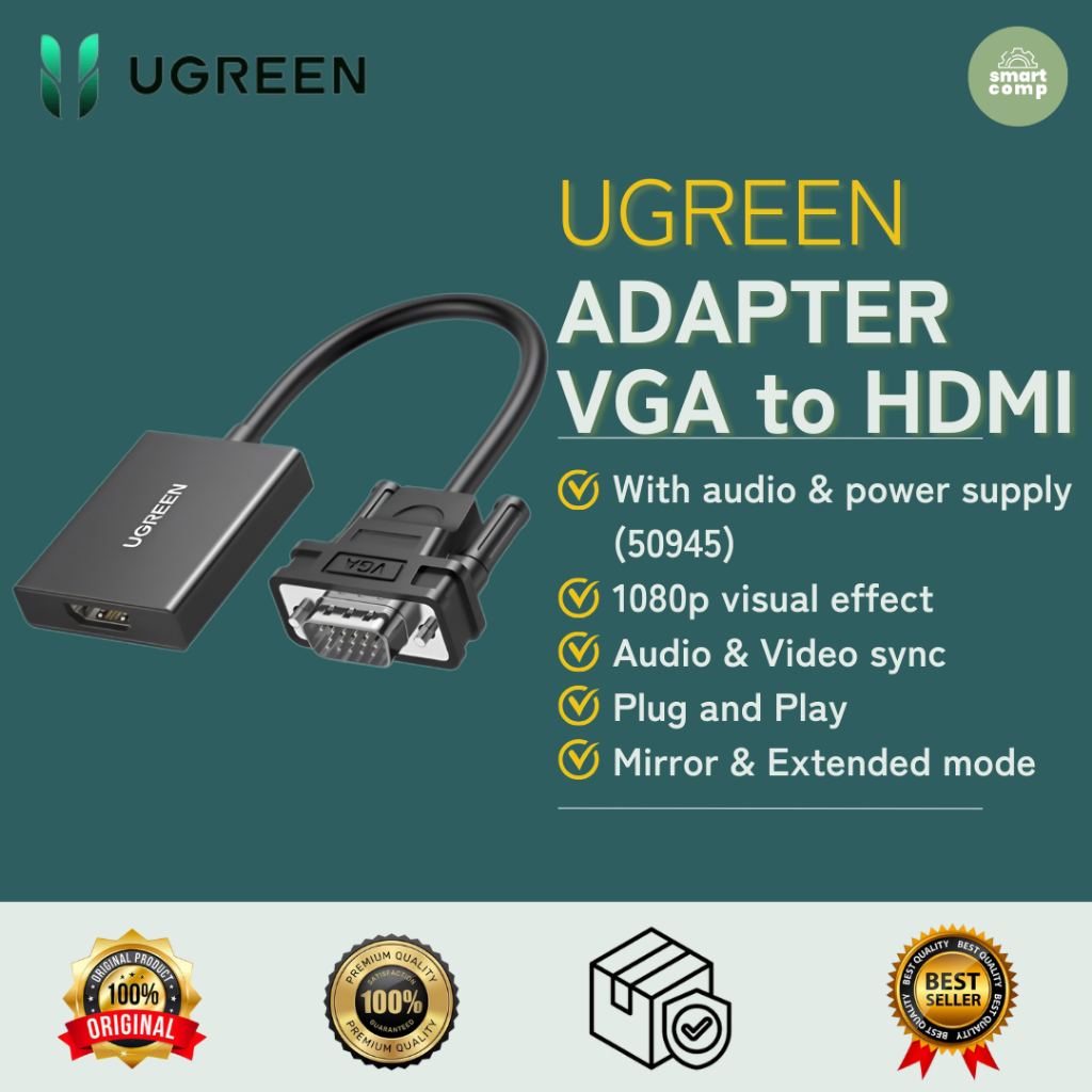 Ugreen VGA Male To HDMI Female HD 1080p Converter Cable With Audio ...