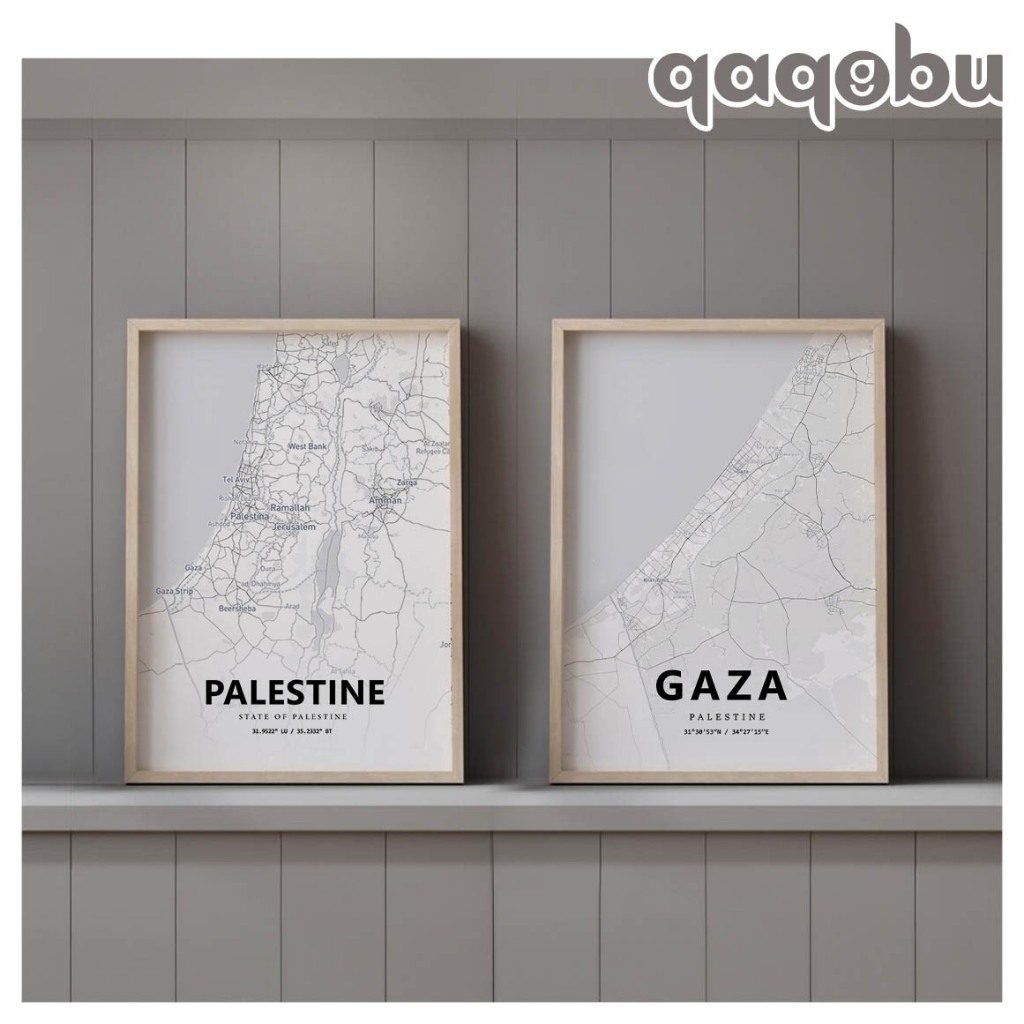 HIASAN DINDING KAYU Palestine Gaza Map Poster Wall Decoration ...