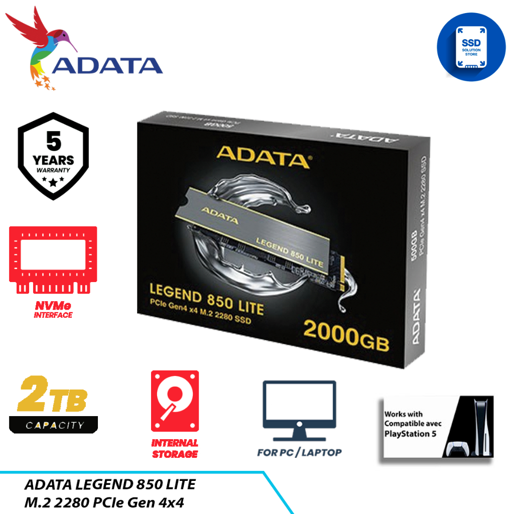 Ssd ADATA LEGEND 850 LITE 2TB - SSD M.2 NVMe PCIe Gen 4x4 | Shopee Malaysia