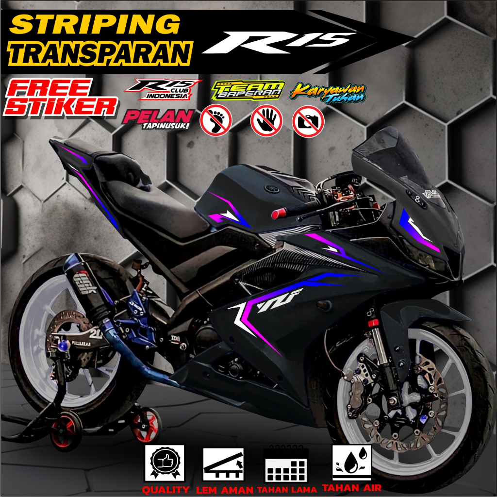 STRIPING R15 V3 YAMAHA R15 TRANSPARENT STICKER | Shopee Malaysia