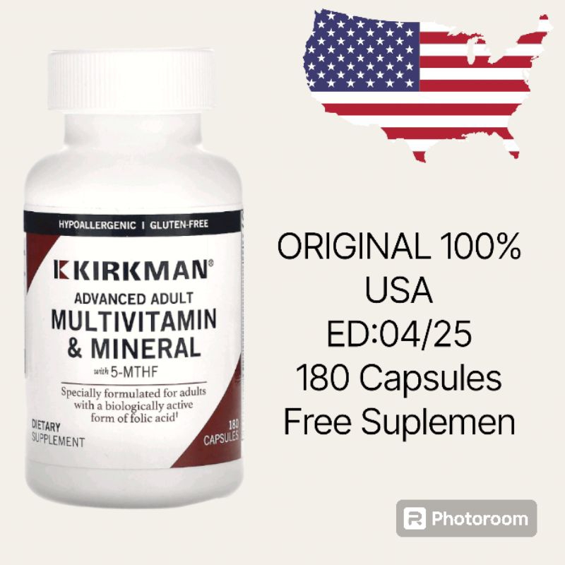 Kirkman Labs Advanced Adult Multivitamin & Minerals with 5-MTHF, 180 ...