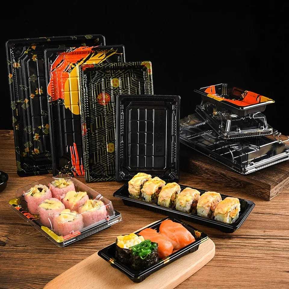 (10pcs) Sushi Mica Tray Onigiri Box Sashimi Black Plastic Tray | Shopee ...