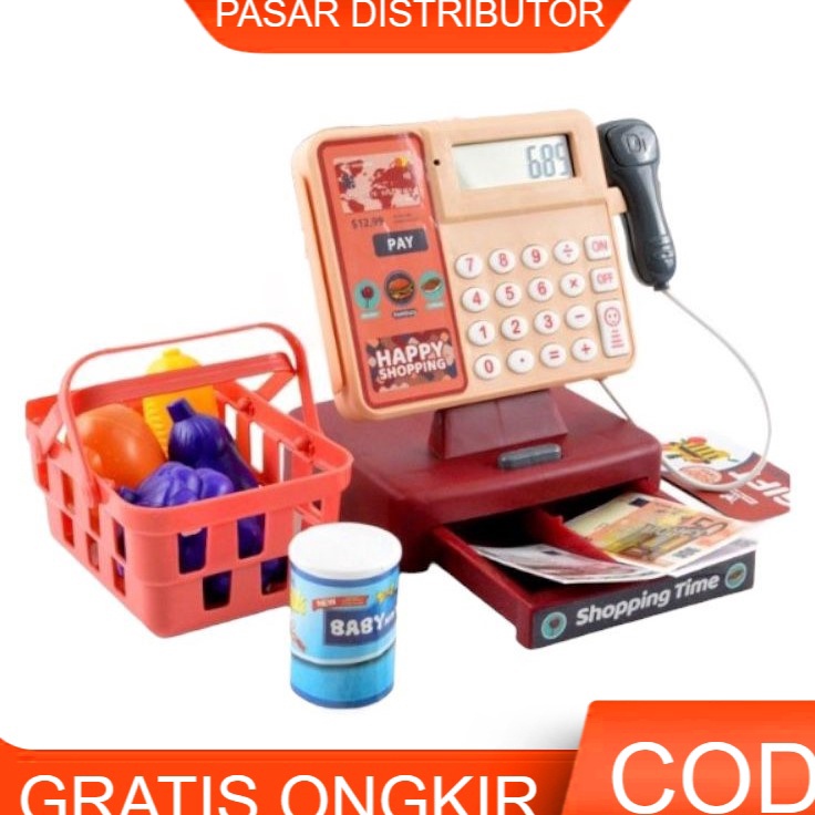 MESIN Jlz Children's Toys HAPPY SHOPPING CASH REGISTER Cashier Machine ...