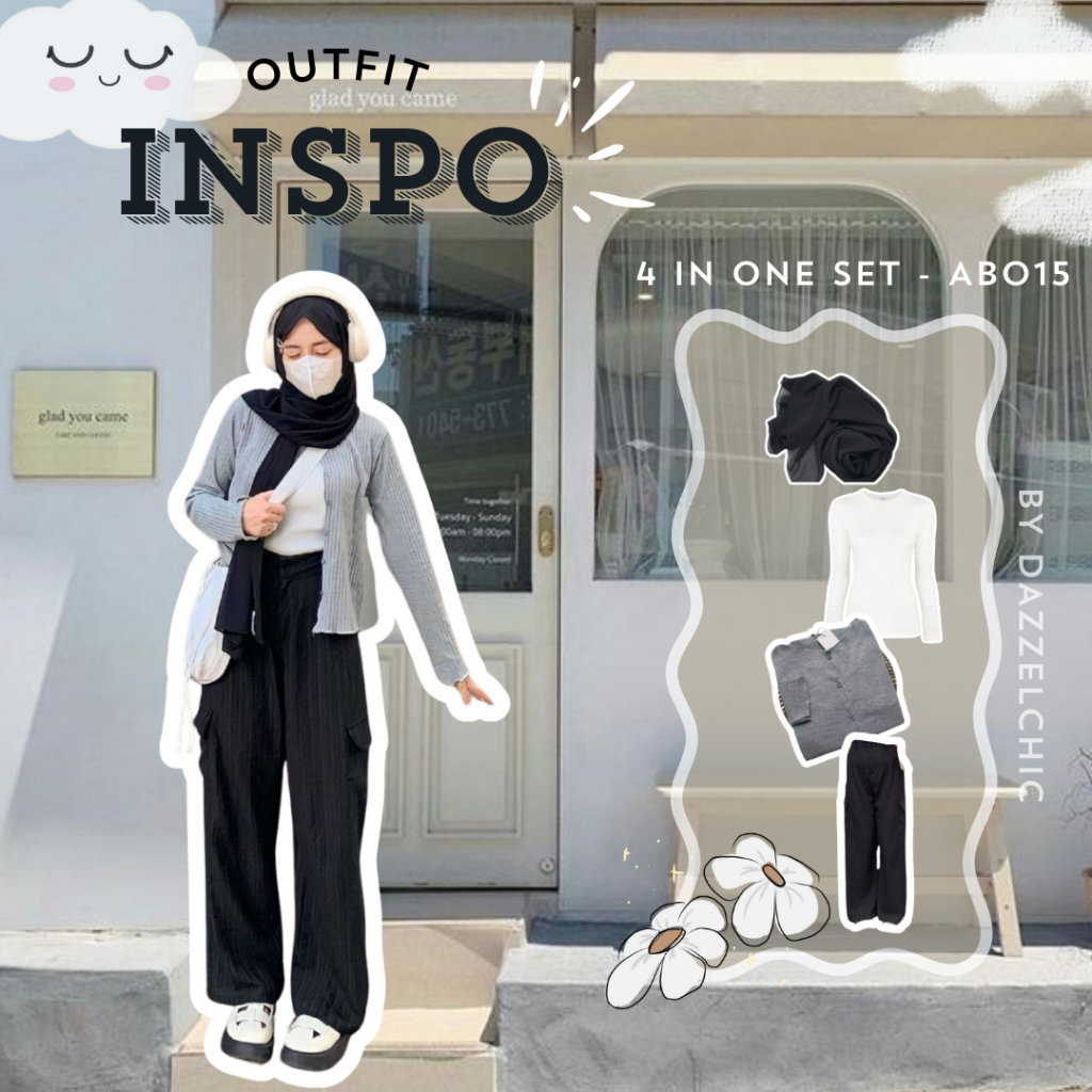 Ab015 - 4 IN ONE Contemporary Teen SET KOREAN STYLE HIJAB FRIENDLY ...