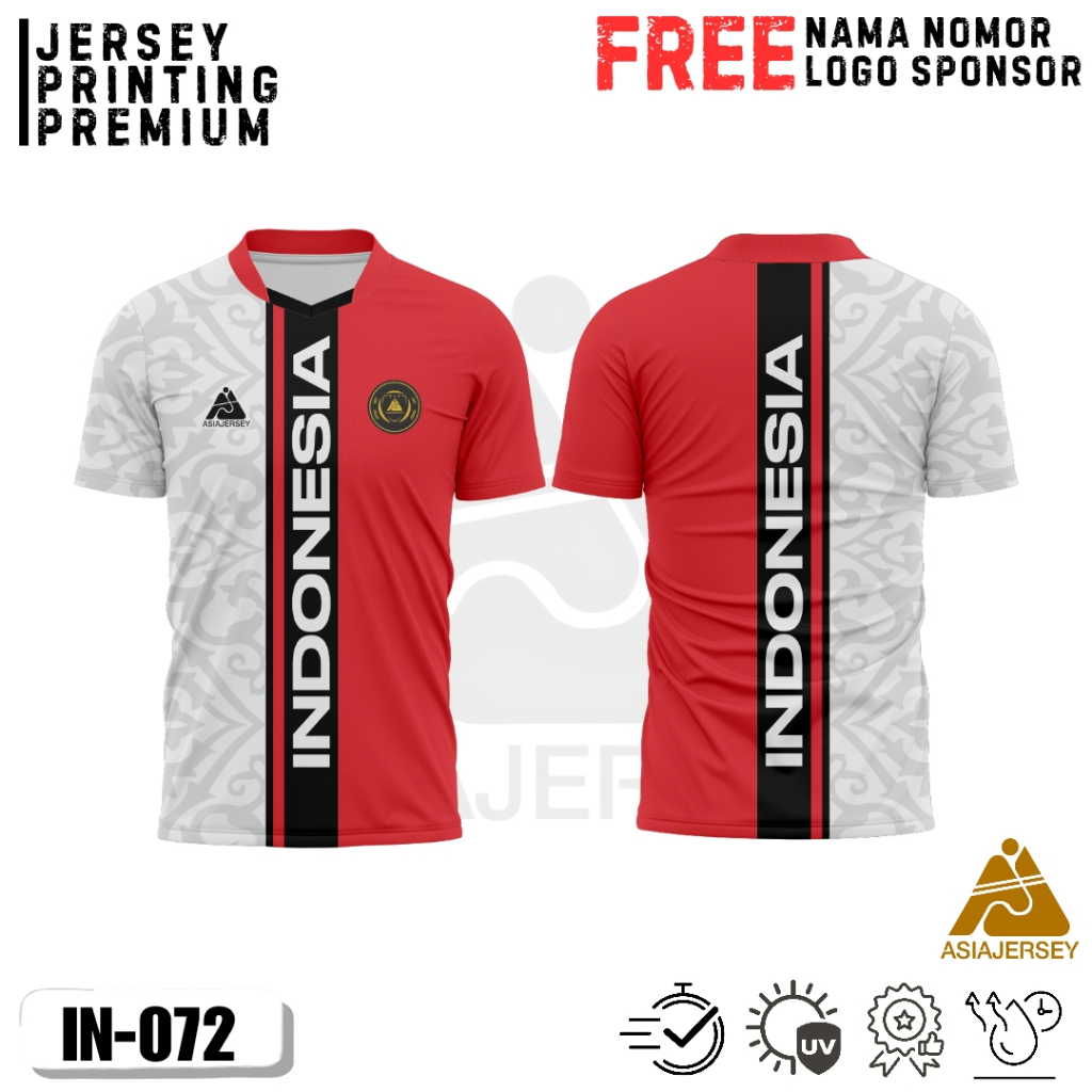 Premium custom printed Jersey free name sponsor number Indonesian national team logo IN-072 ...