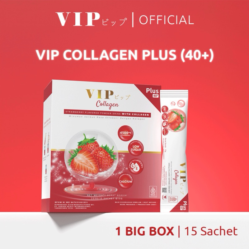 Vip Collagen Premium Plus 40+ Big Box Contains 15 Sachets Free Pratista ...