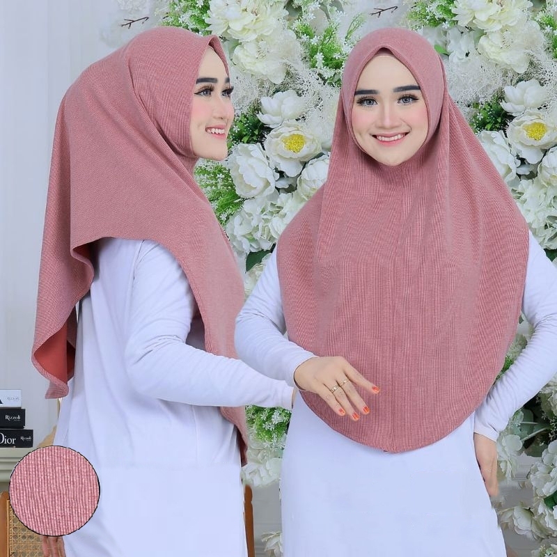 Bergo Knit Premium Malay Syari Jumbo Oval Hijab Malaysia Hijab Daily Non Pet Flowly Instant Veil ...