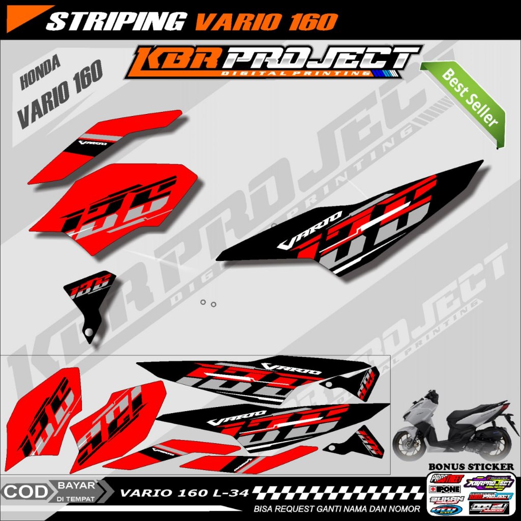 Vario 160 Sticker STRIPING PREMIUM Cool Motorcycle LIS Variation VARIO ...