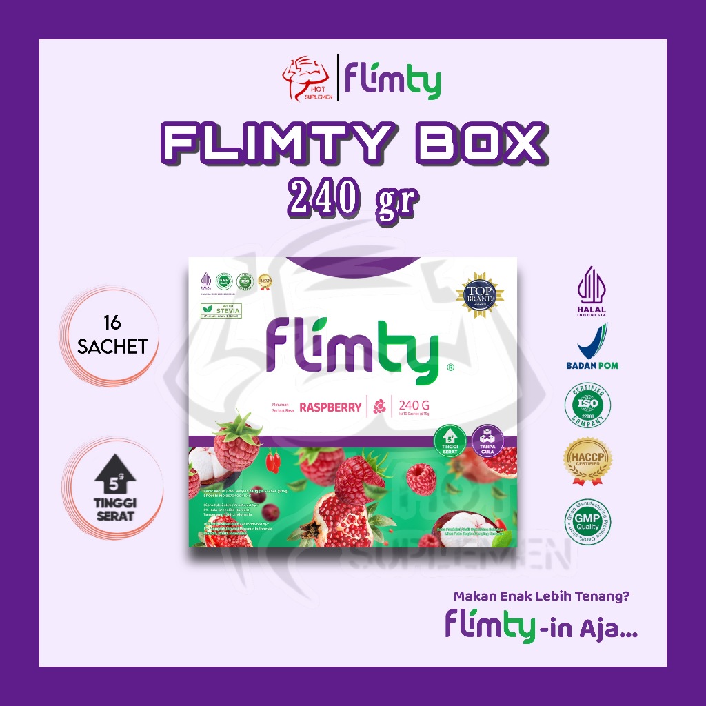 Flimty Fiber Original 1 BOX is 16 Sachets BPOM HALAL | Shopee Malaysia