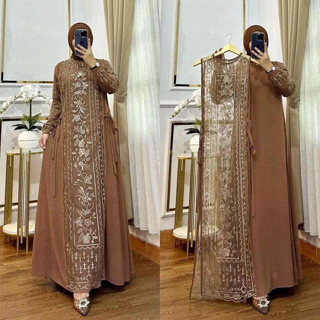 Wilona PREMIUM BROCAT TILLE PARTY GAMIS DRESS SET INNER+OUTER LATEST ...