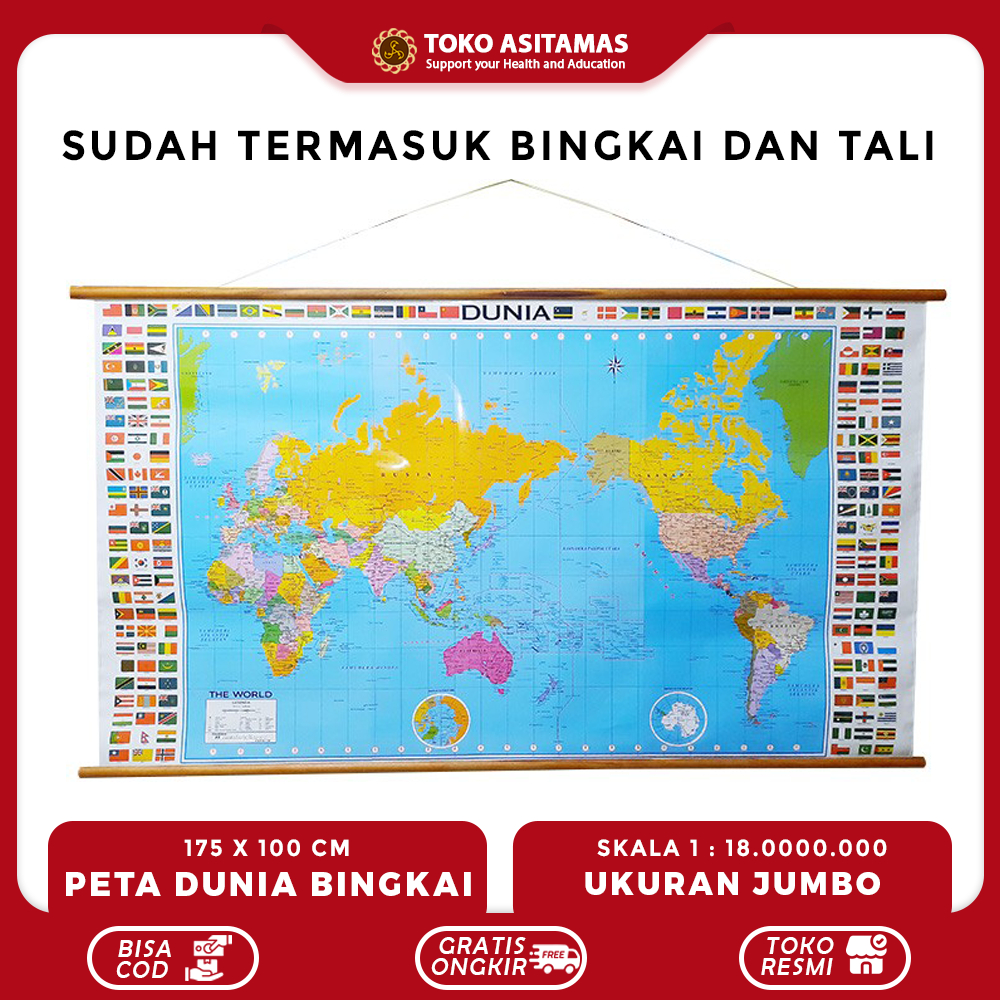 World Map Frame Large Size Jumbo Wall Display School Educational Tools ...