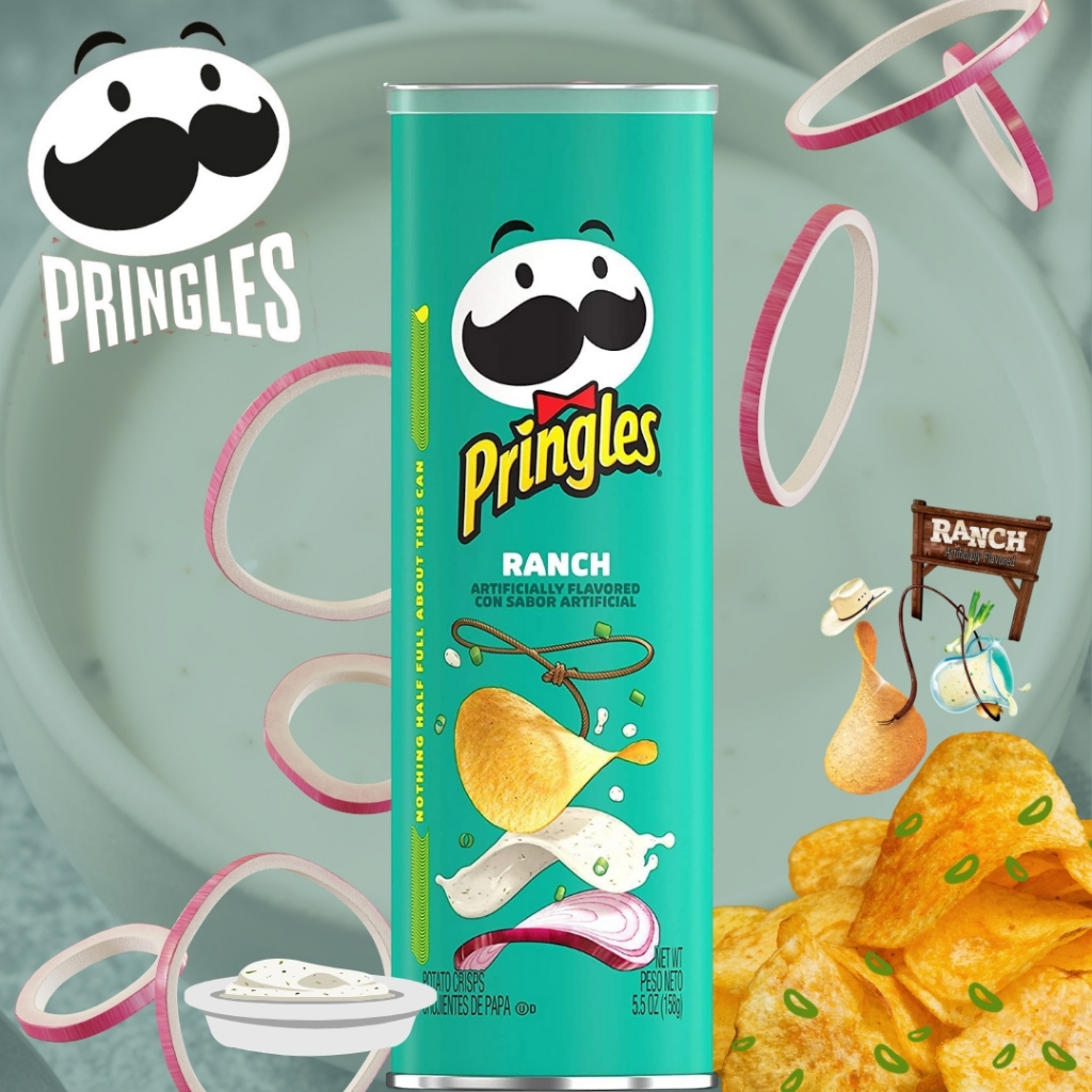Pringles Ranch Potato Crisps 158g 1pcs Food Snack Snack Crispy Potato Chips With Sour Onion ...
