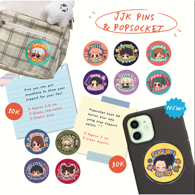 Jujutsu Kaisen Pins & Popsocket by gojodreee | Shopee Malaysia