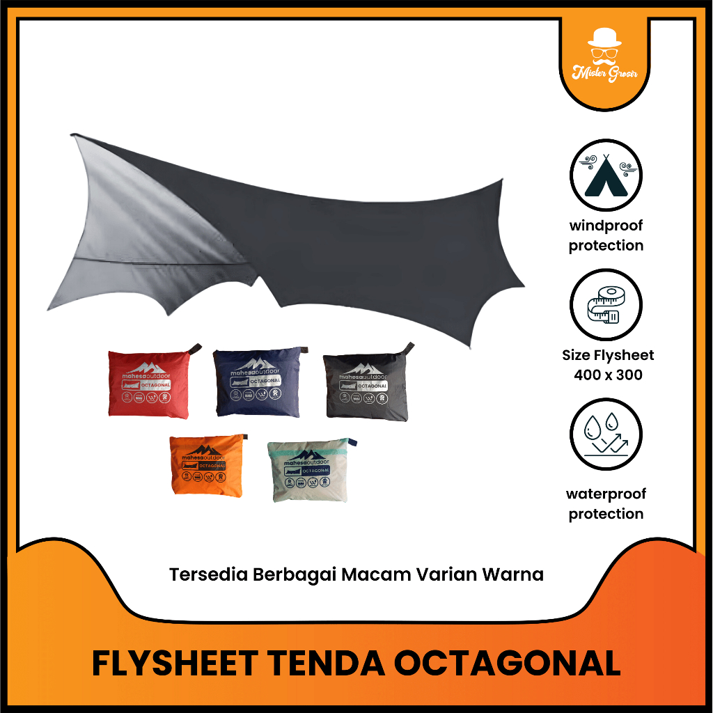 TENDA Flysheet Octagonal 4X3 Waterproof Ultralight Outdoor Roof Camping ...