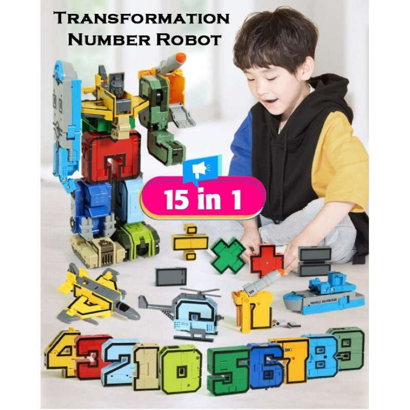Educational Toy Transformation Robot Numbers And Symbols 15 in 1 ...