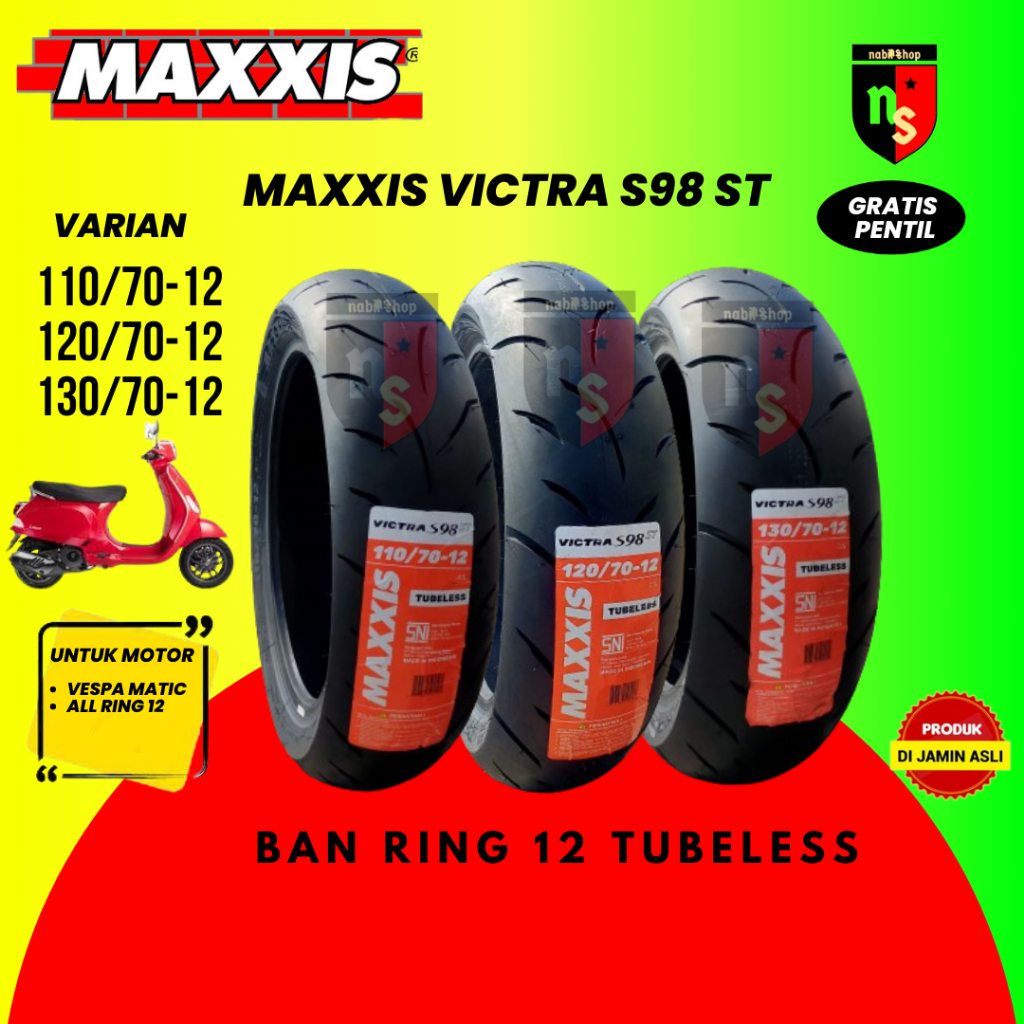 MAXXIS VICTRA RING 12 TIRES (110/70 - 120/70 - 130/70) MATIC MOTORCYCLE ...