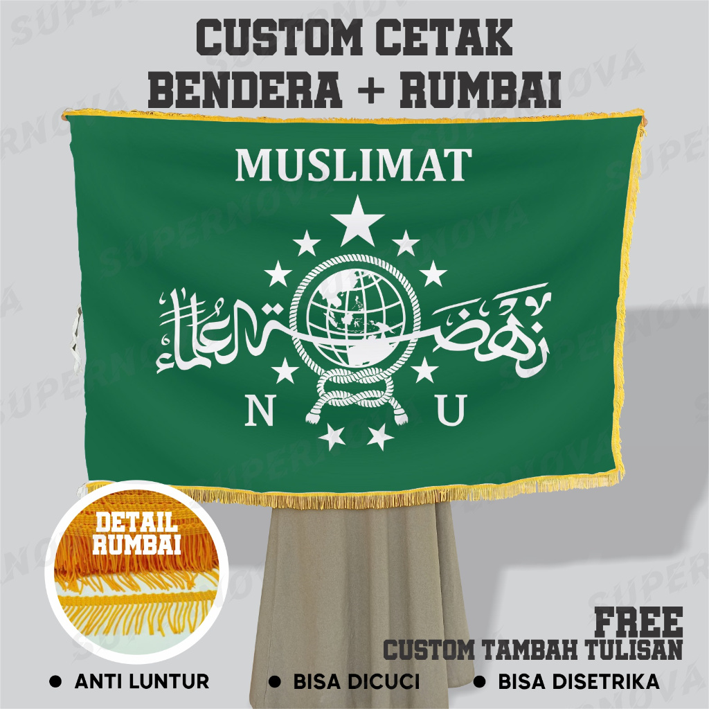 The NU Nahdlatul Ulama muslimat Pataka flag is reversible on 2 sides ...
