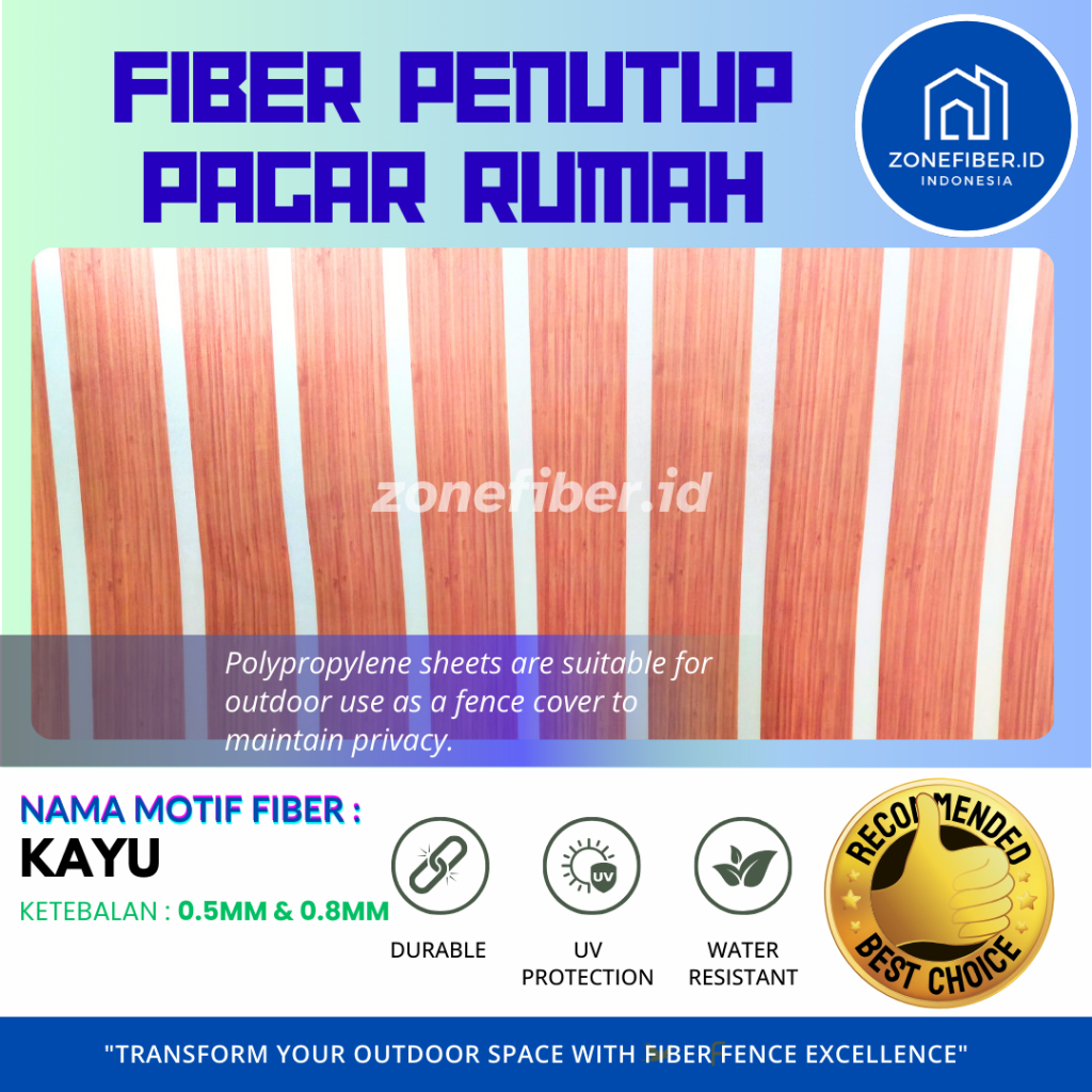 KAYU (Price Per 1/2meter) Plastic Fiber Wood Motif House Fence Cover ...