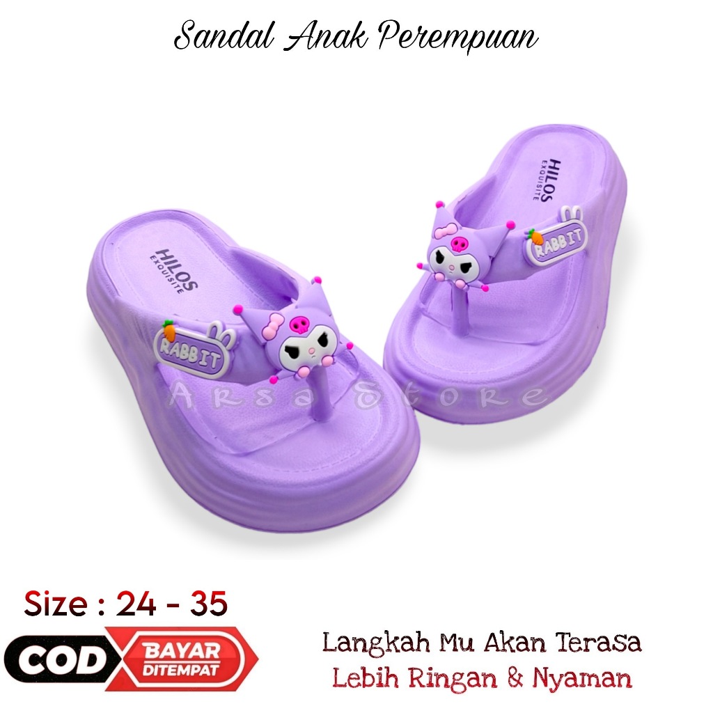 Flip-flops For Girls Aged 2-10 Years Kuromi Character/Cute Sandals For ...