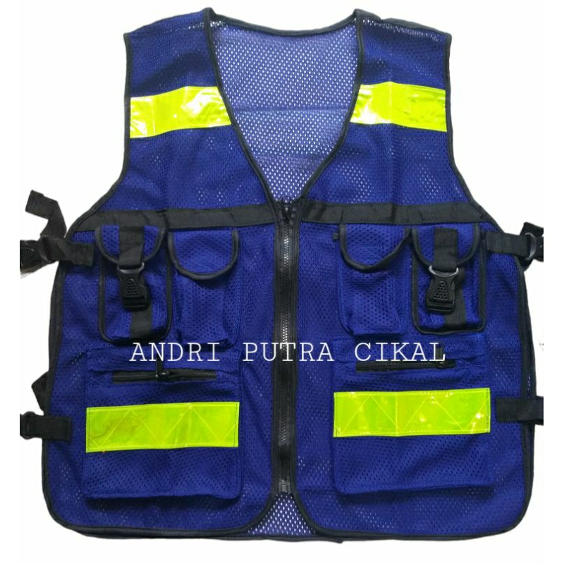 Safety NET VEST 6 POCKETS BLUE YELLOW SCOTLIGHT BENHUR | Shopee Malaysia