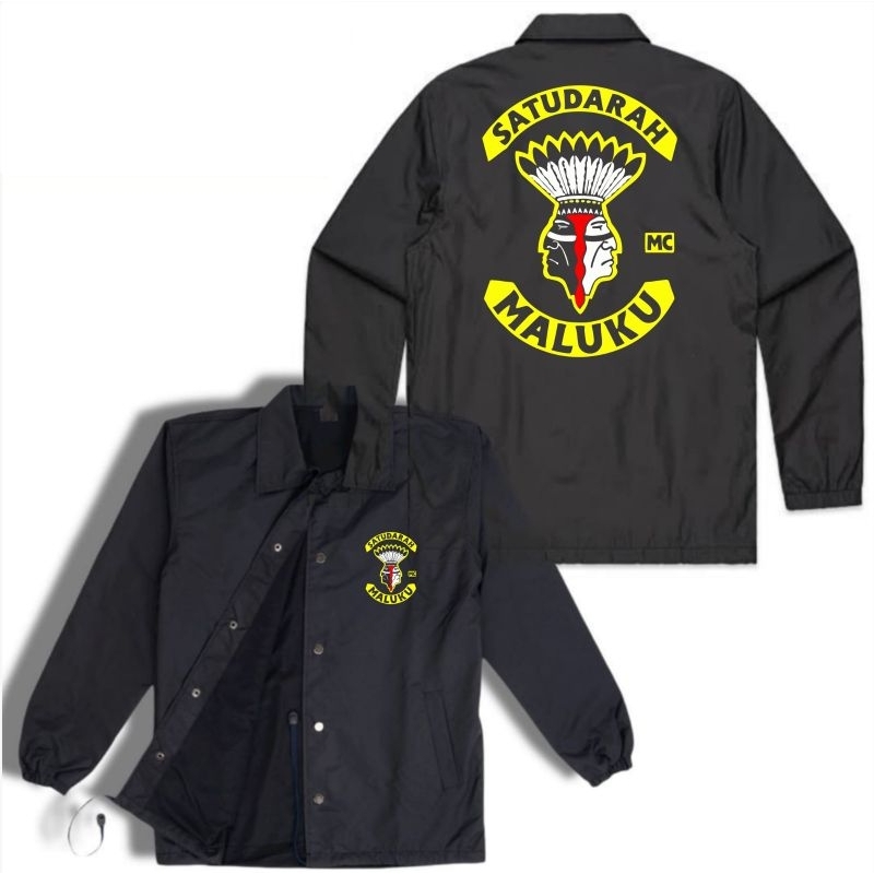 HITAM Coach Jacket One Blood MALUKU Black gank club Motorcycle Men ...