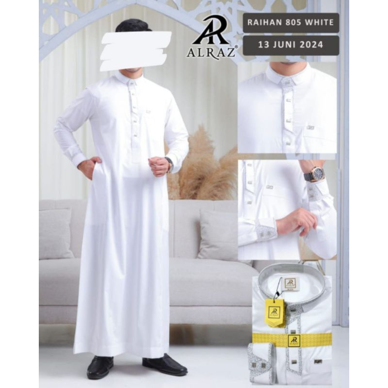 Al Raz The latest raihan Model is a long-sleeved cuffed robe or Gamis ...
