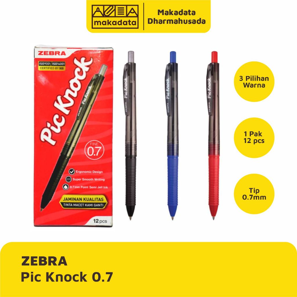 Ballpoint | Ballpoint Pen | 0.7mm PIC KNOCK ZEBRA PEN (1PAK) | Shopee ...