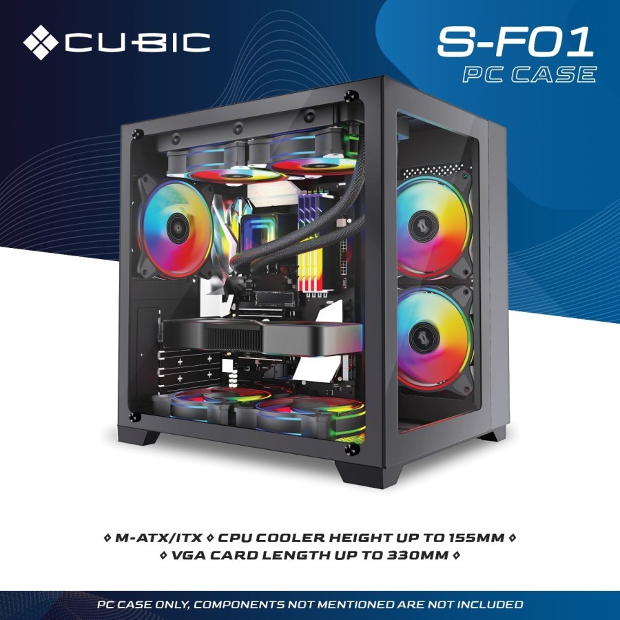 Cubic S-F02 White Tempered Glass Cube | Pc Casing M-ATX | Cpu PC Case ...
