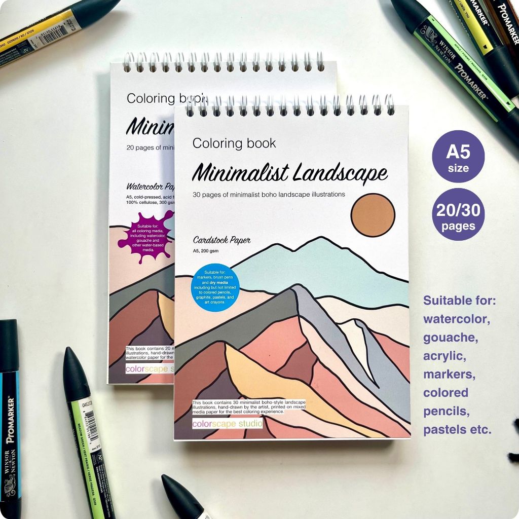 Colorscape Watercolor & Mixed Media Coloring Book - Minimalist ...