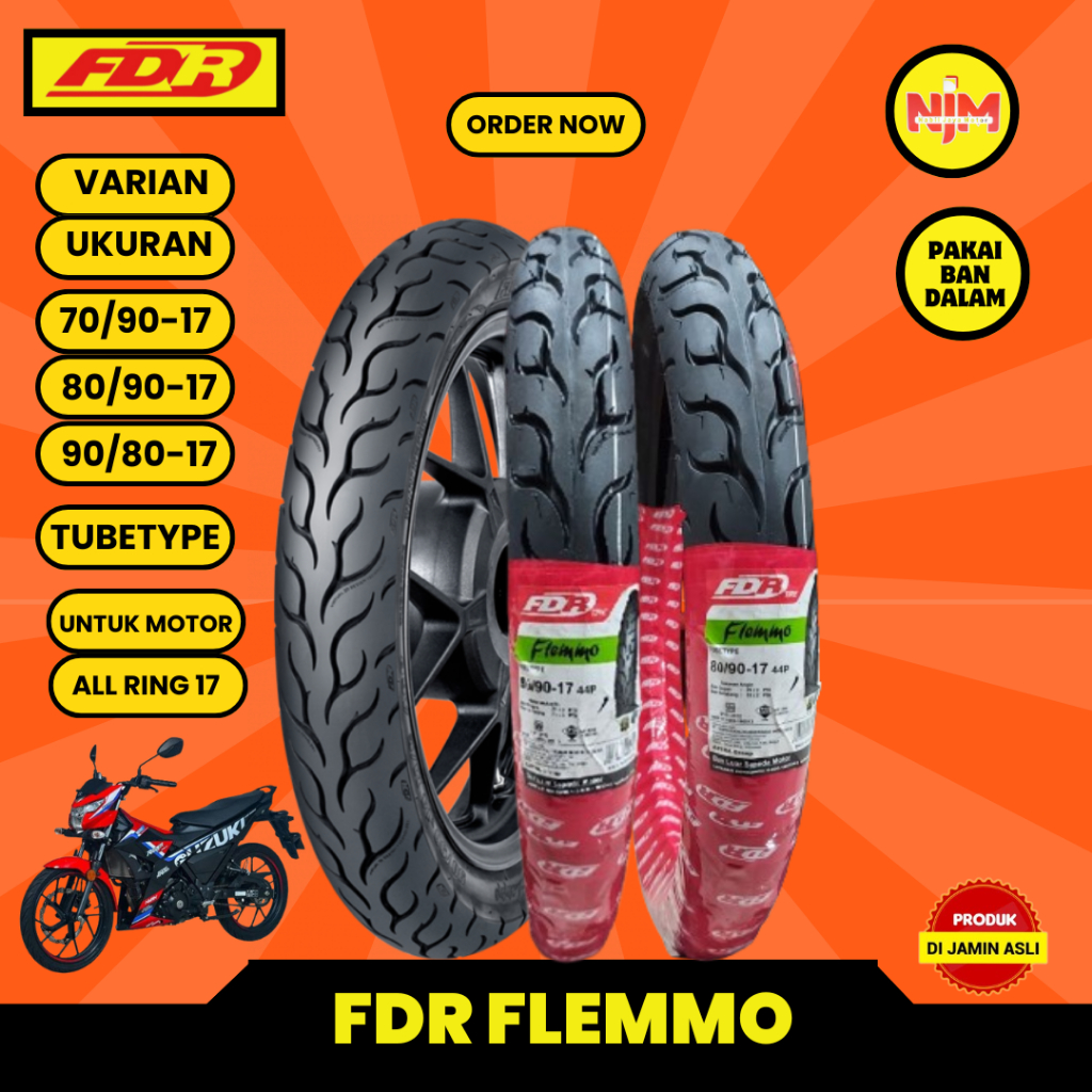 Motorcycle Tire Ring 17 FDR FLEMMO 80/90-17 Not Tubeles (Tube Type ...