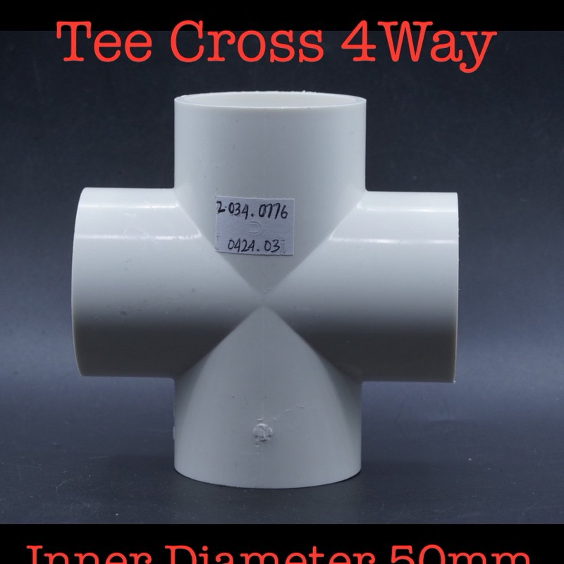 Fitting 4 Way Tee T Cross White Inner Diameter 50mm 50 mm for PVC Pipe ...