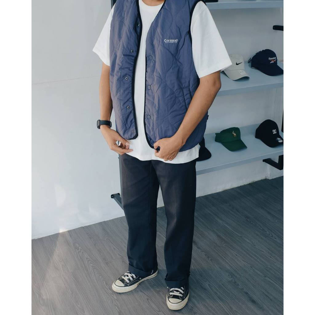 Covernat reversible vest sherpa jacket black / navy | Shopee Malaysia