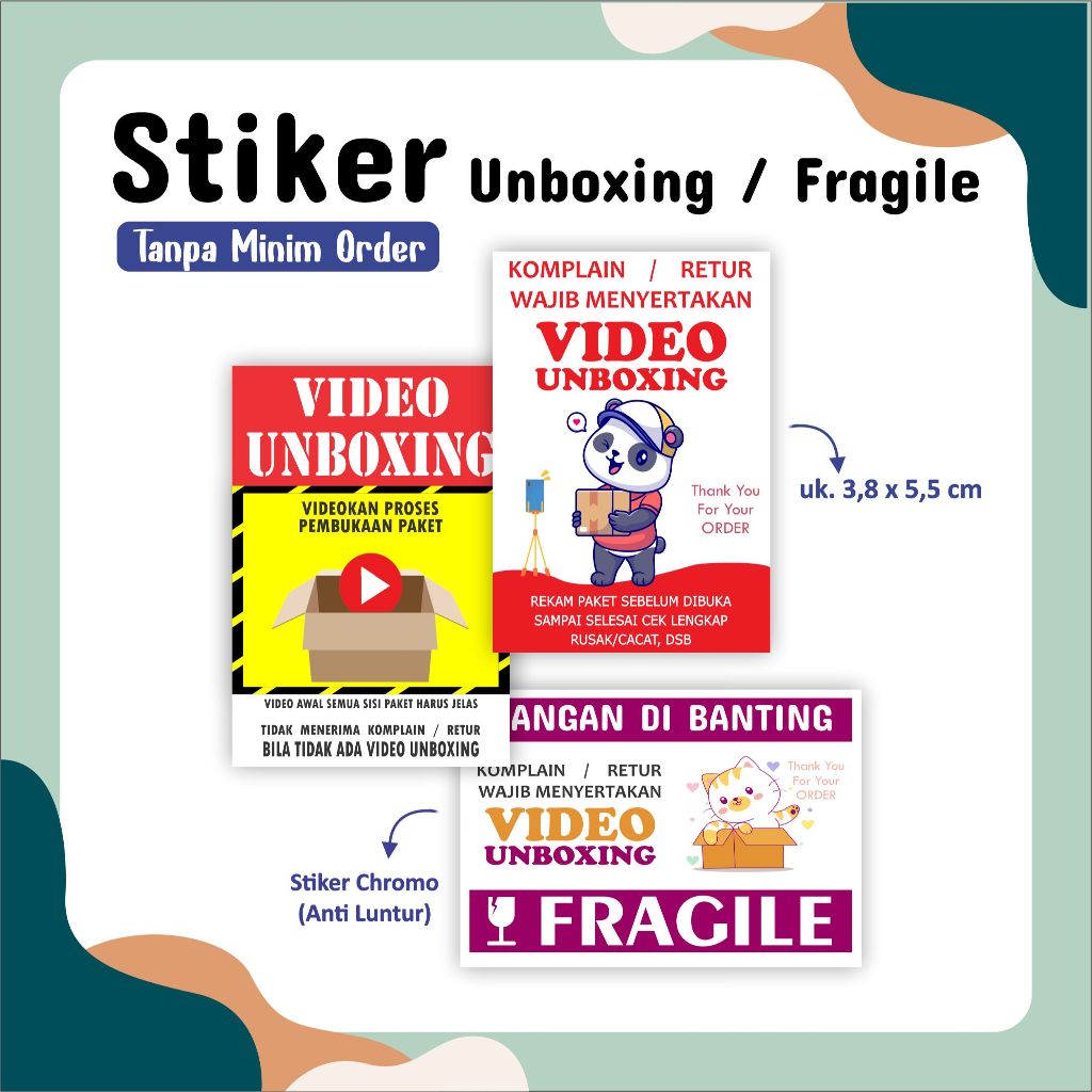 (1pcs stickers) Unboxing Video Stickers, Fragile Stickers, Unboxing and ...